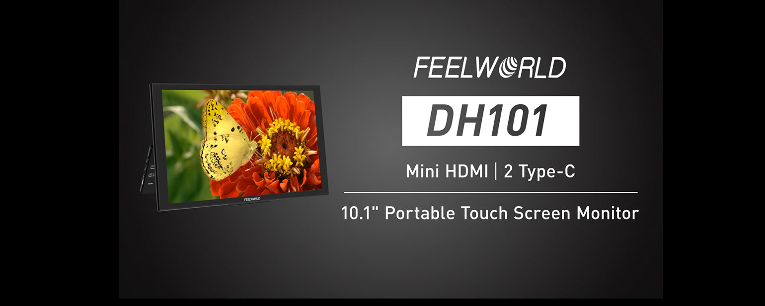 FEELWORLD DH101 10.1” Portable External Monitor Mini HDMI & Dual Type ...