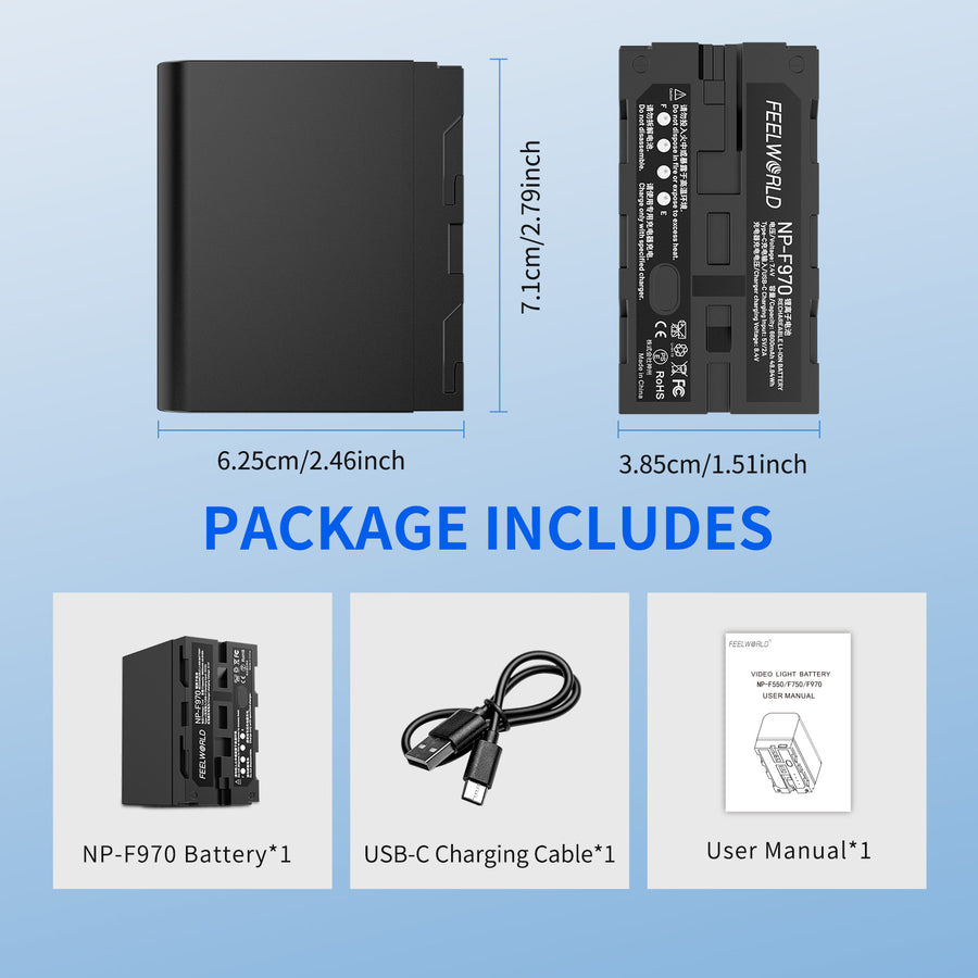 FEEWORLD NP-F970 6600mAh Li-ion Battery for Monitor Video Light Video ...