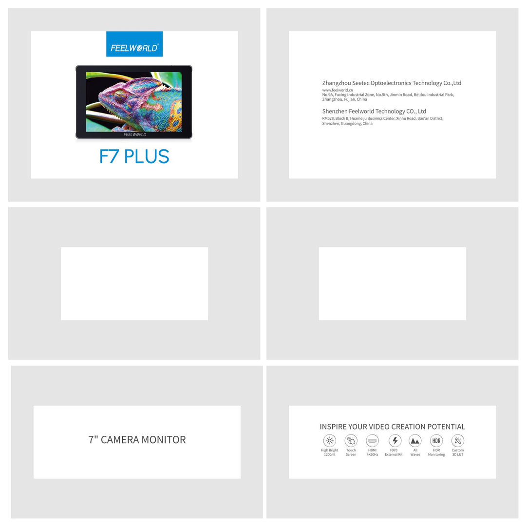 FEELWORLD F7 PLUS 7 Inch 1200nit DSLR Camera Field Monitor Touchscreen ...