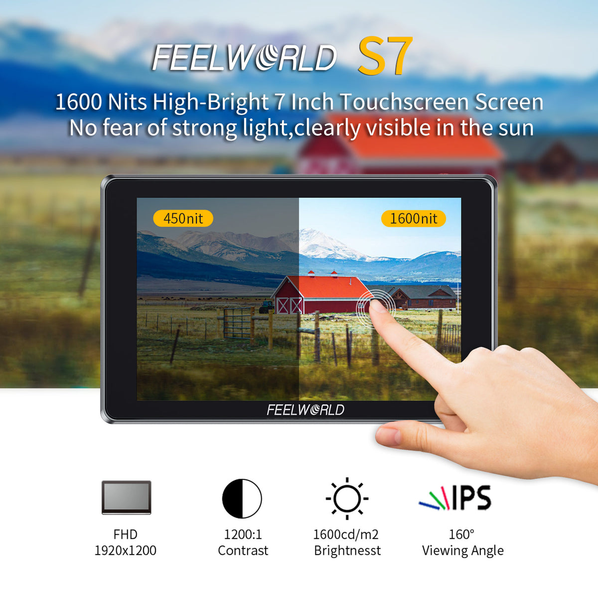 FEELWORLD S7 7-inch 12G-SDI HDMI2.0 Camera Field Monitor High Brightne – feelworld official store