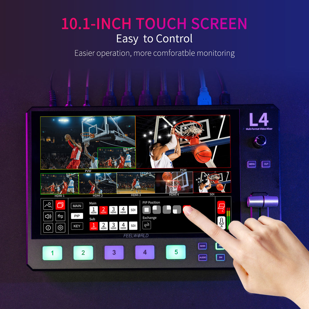 FEELWORLD L4 Multi-camera Video Mixer Switcher 10.1"Touch Screen – feelworld official store