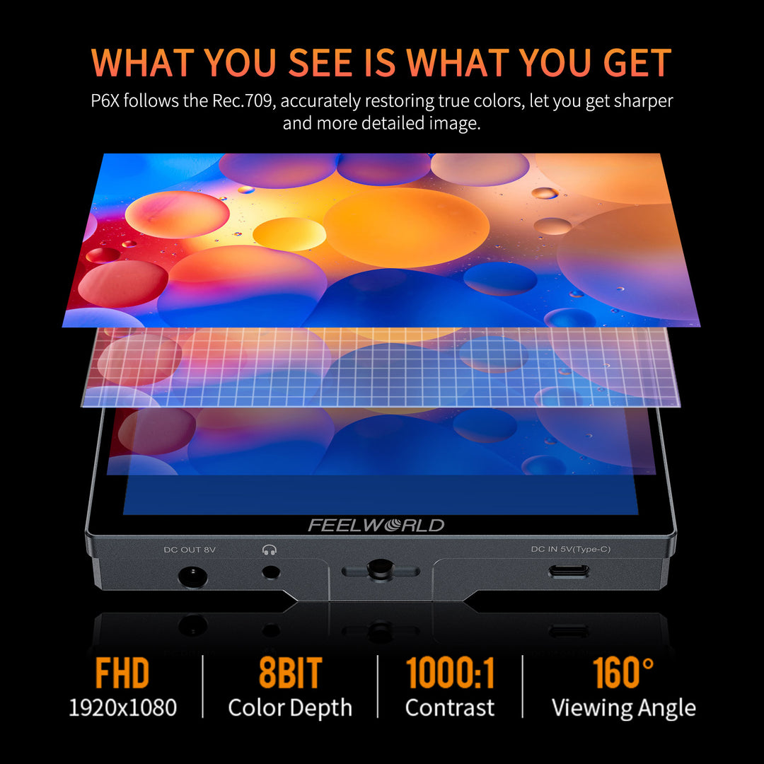 FEELWORLD P6X 5.5 Inch 1000nit Aluminium DSLR Camera Field Monitor ...