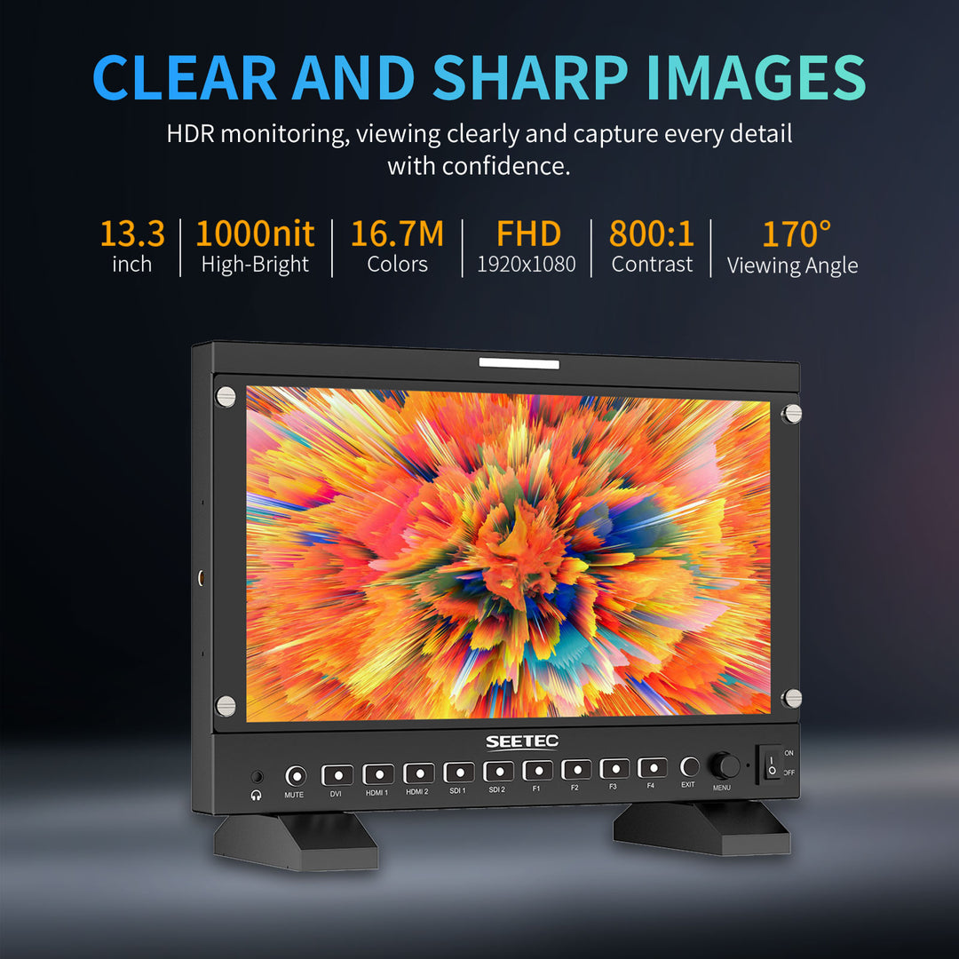 SEETEC P133 PRO 13.3 inch 1000nit High Bright Broadcast Monitor with W ...