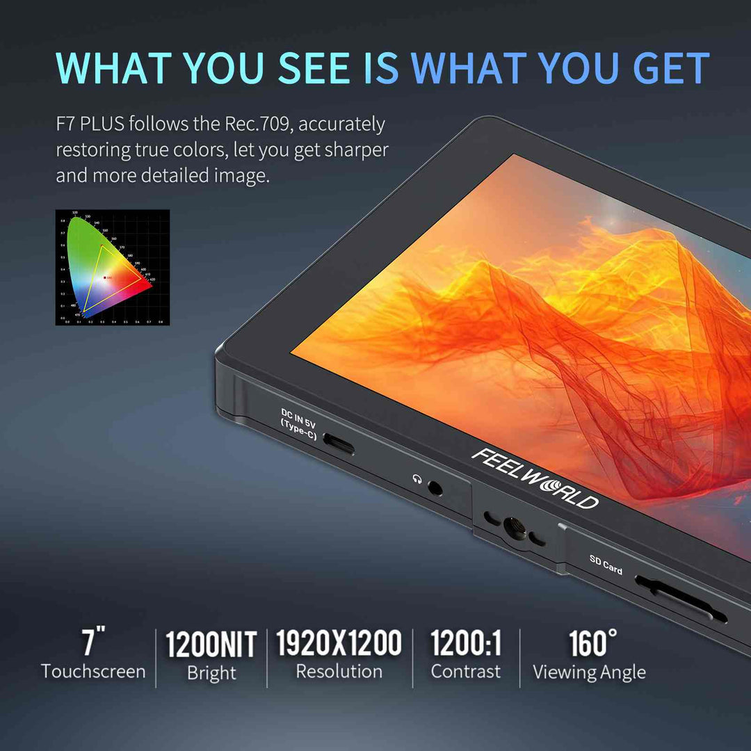 FEELWORLD F7 PLUS 7 Inch 1200nit DSLR Camera Field Monitor Touchscreen ...