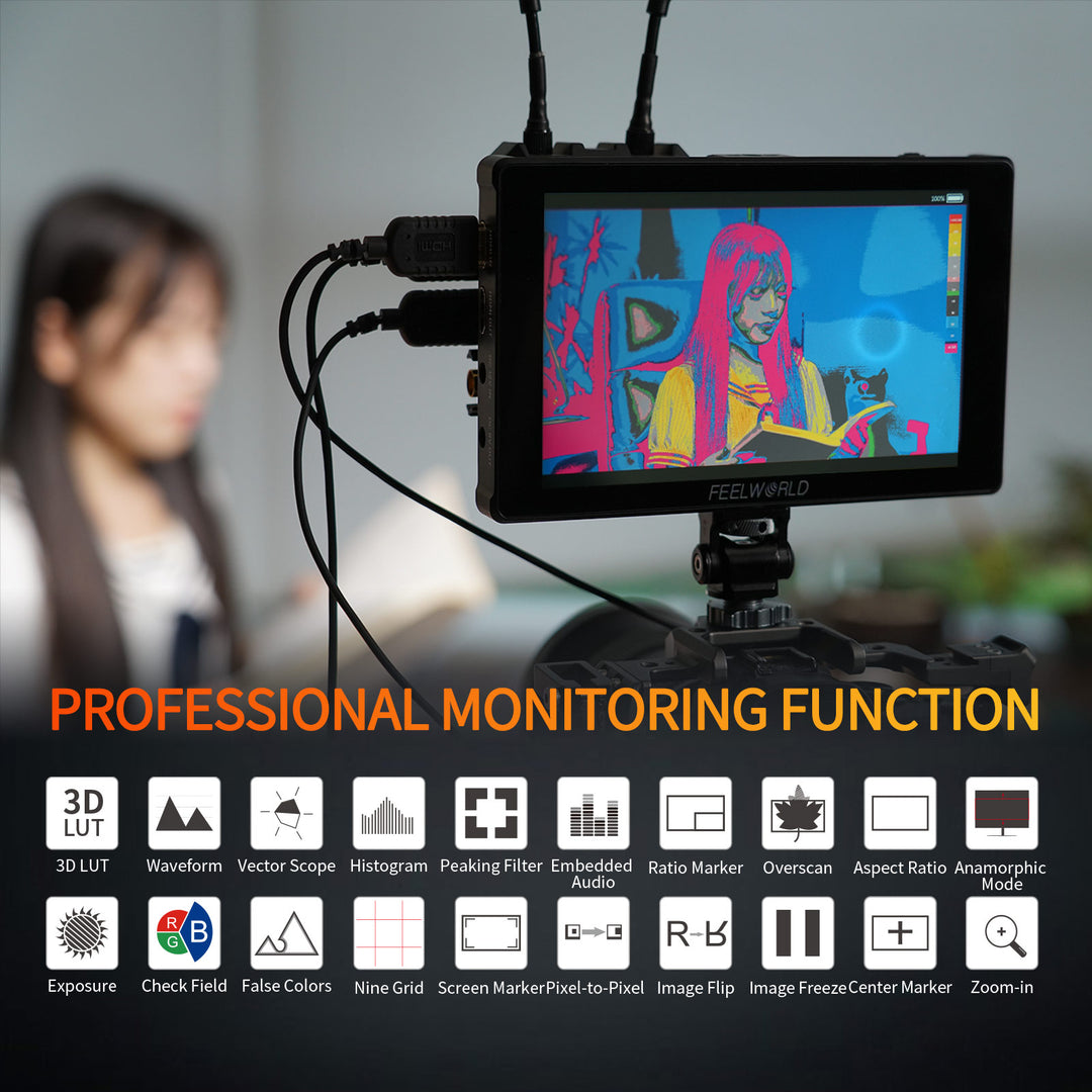 FEELWORLD F7 PLUS 7 Inch 1200nit DSLR Camera Field Monitor Touchscreen ...