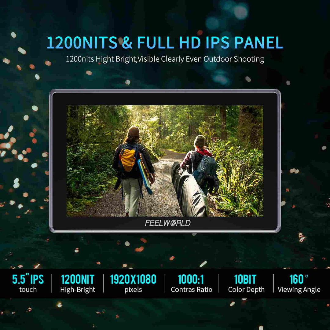 FEELWORLD H5 5.5-inch 1200nit 12G SDI HDMI 2.0 DSLR Camera Field Monit – feelworld official store