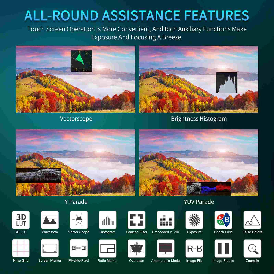 FEELWORLD H5 5.5-inch 1200nit 12G SDI HDMI 2.0 DSLR Camera Field Monit ...