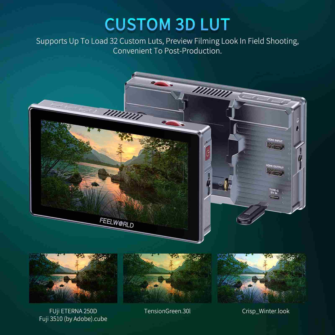 FEELWORLD H5 5.5-inch 1200nit 12G SDI HDMI 2.0 DSLR Camera Field Monit ...