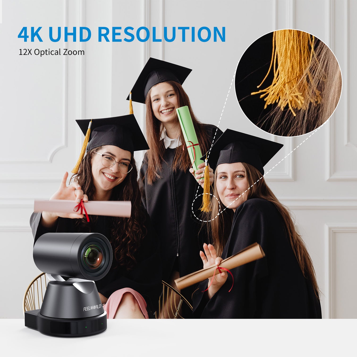 FEELWORLD 4K12X 4K PTZ Camera USB HDMI POE 12X Optical Pan Tilt Zoom f ...