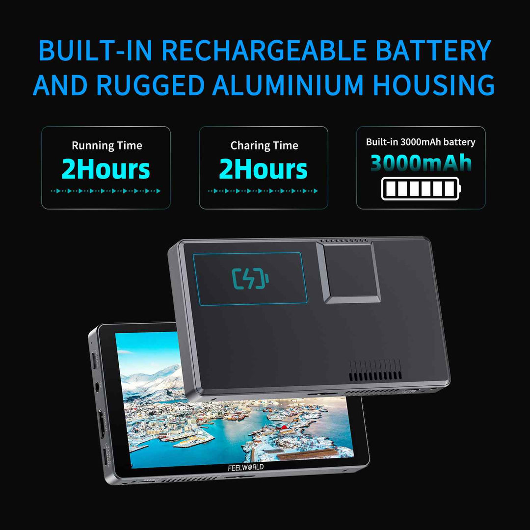 FEELWORLD P6XL 6 Inch Aluminium Built-in Battery Touch Screen 1200nit ...