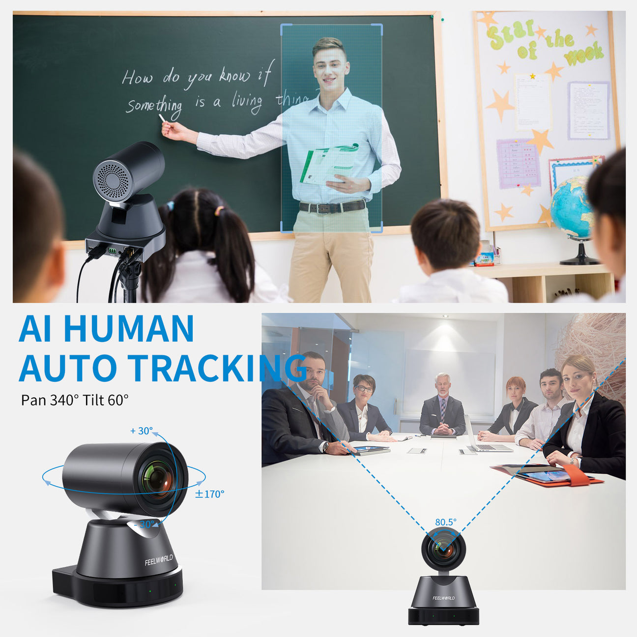 FEELWORLD 4K12X 4K PTZ Camera USB HDMI POE 12X Optical Pan Tilt Zoom f ...