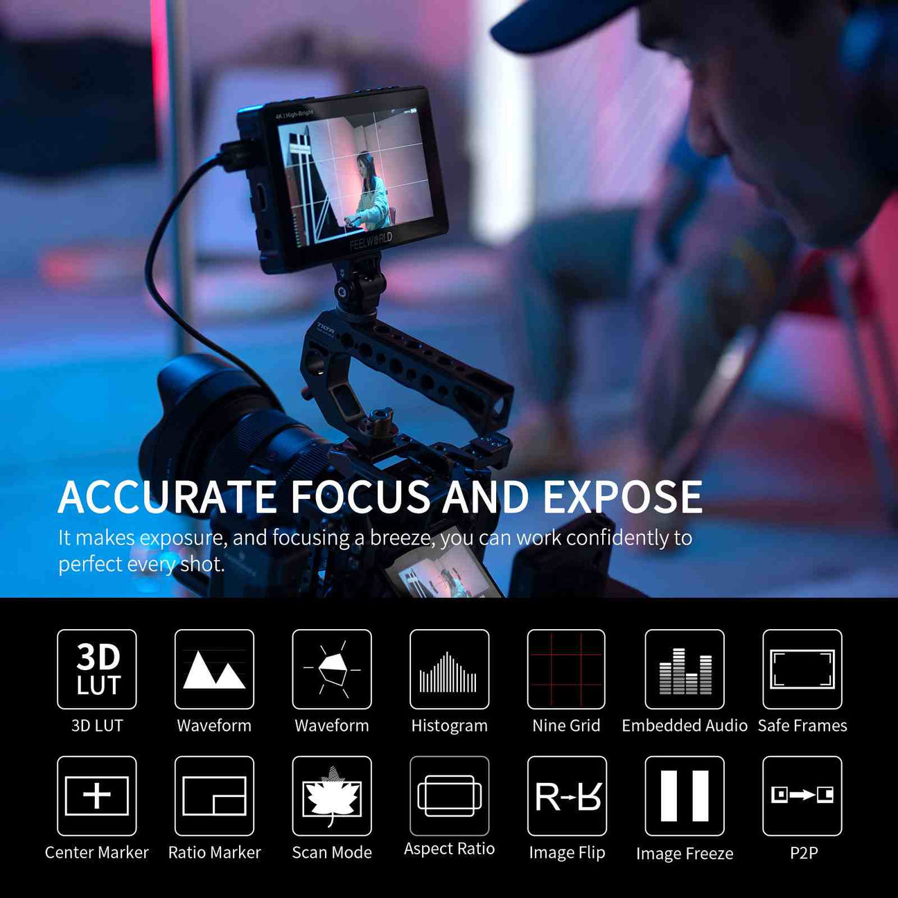 FEELWORLD F5 PROX 5.5 Inch 1600nit 4K F970 Install and Power Kit ...