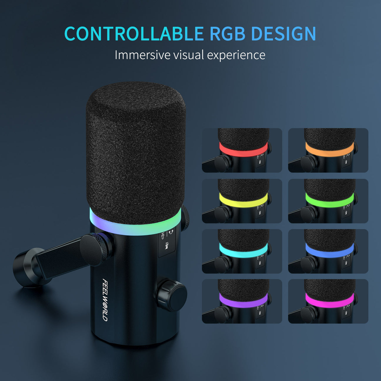 FEELWORLD PM1 XLR USB Dynamic Microphone with Desktop Stand Stand for ...