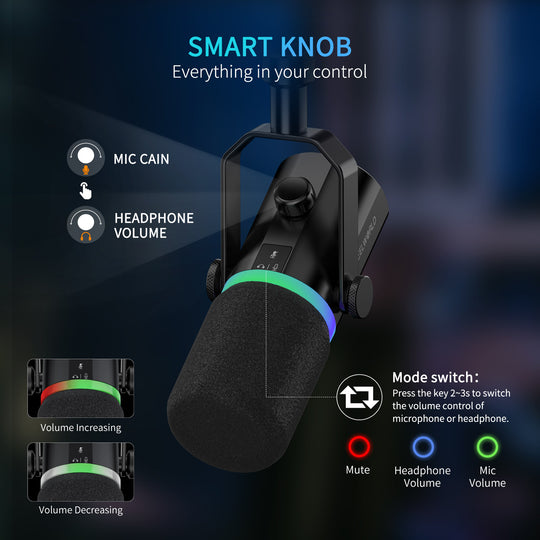 FEELWORLD PM1 XLR USB Dynamic Microphone with Desktop Stand Stand for ...