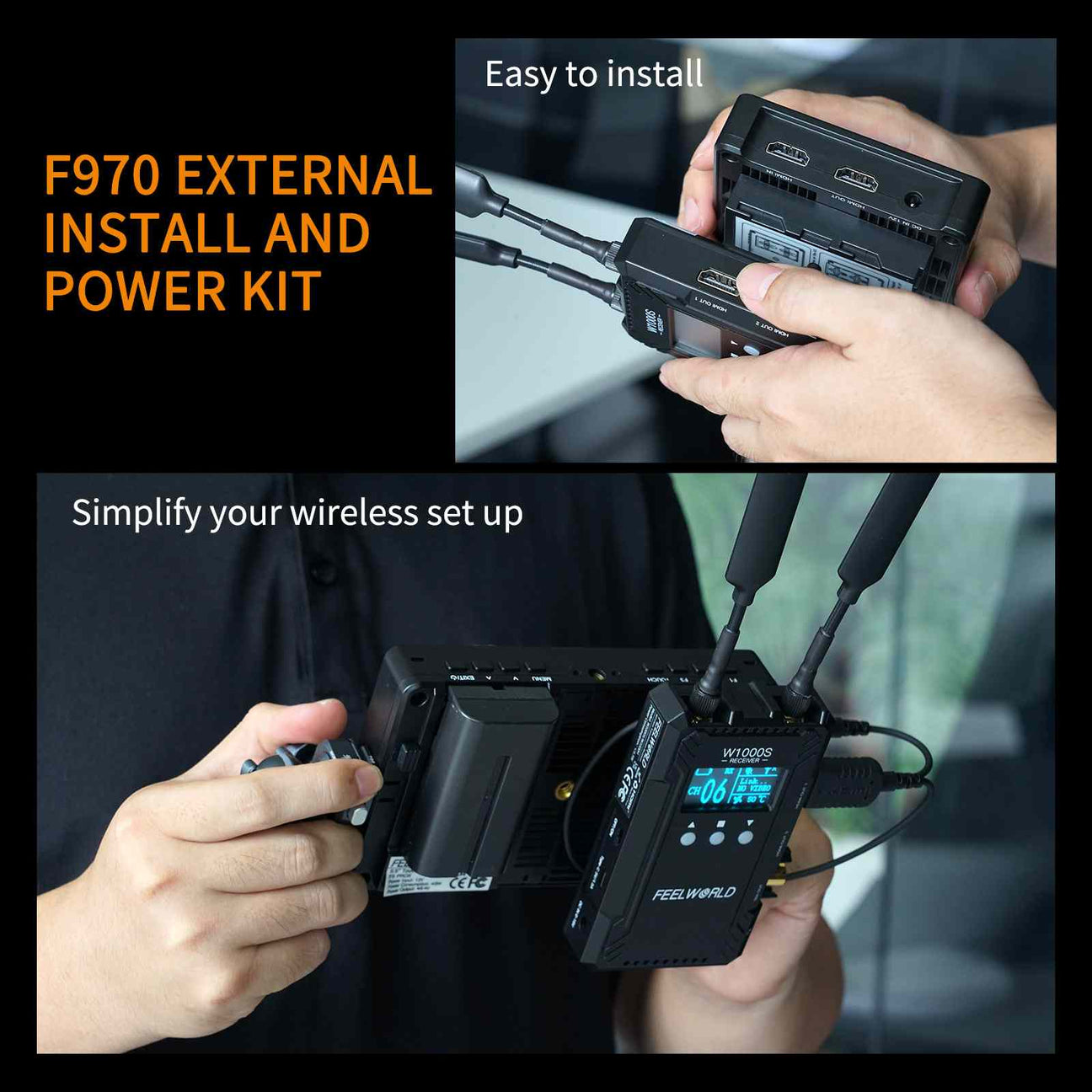 FEELWORLD F5 PROX 5.5 Inch 1600nit 4K F970 Install and Power Kit ...