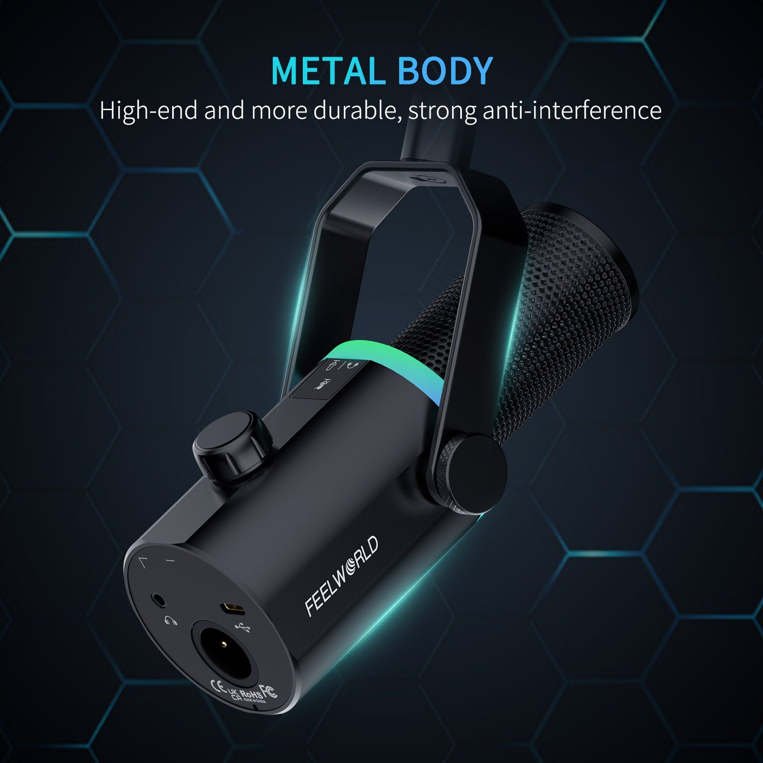 FEELWORLD PM1 XLR USB Dynamic Microphone with Desktop Stand Stand for ...