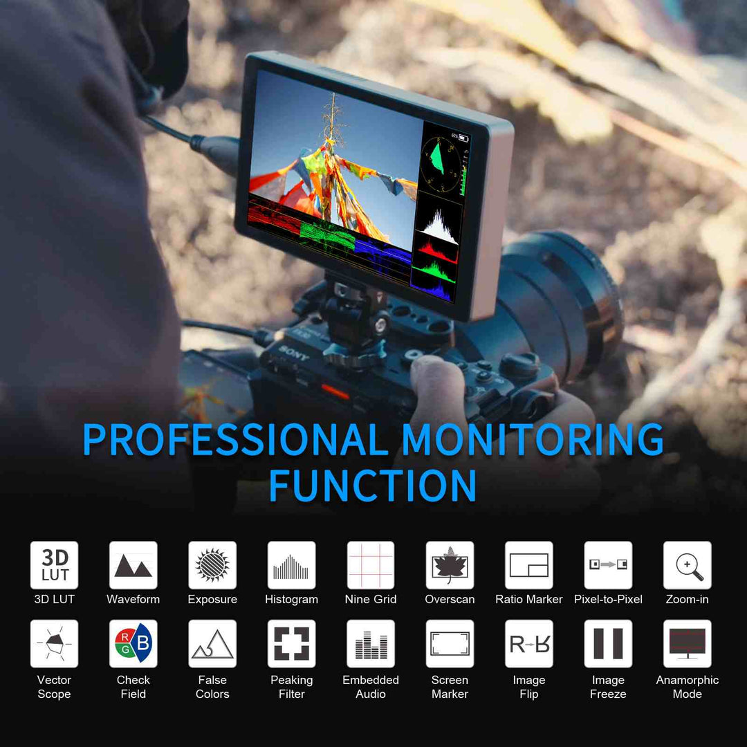 FEELWORLD P6XL 6 Inch Aluminium Built-in Battery Touch Screen 1200nit ...