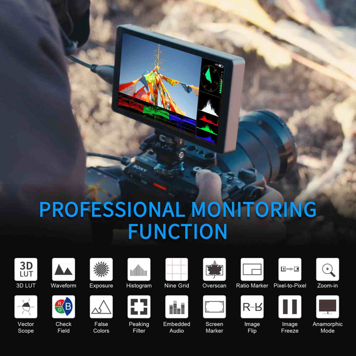 FEELWORLD P6XL 6 Inch Aluminium Built-in Battery Touch Screen 1200nit ...