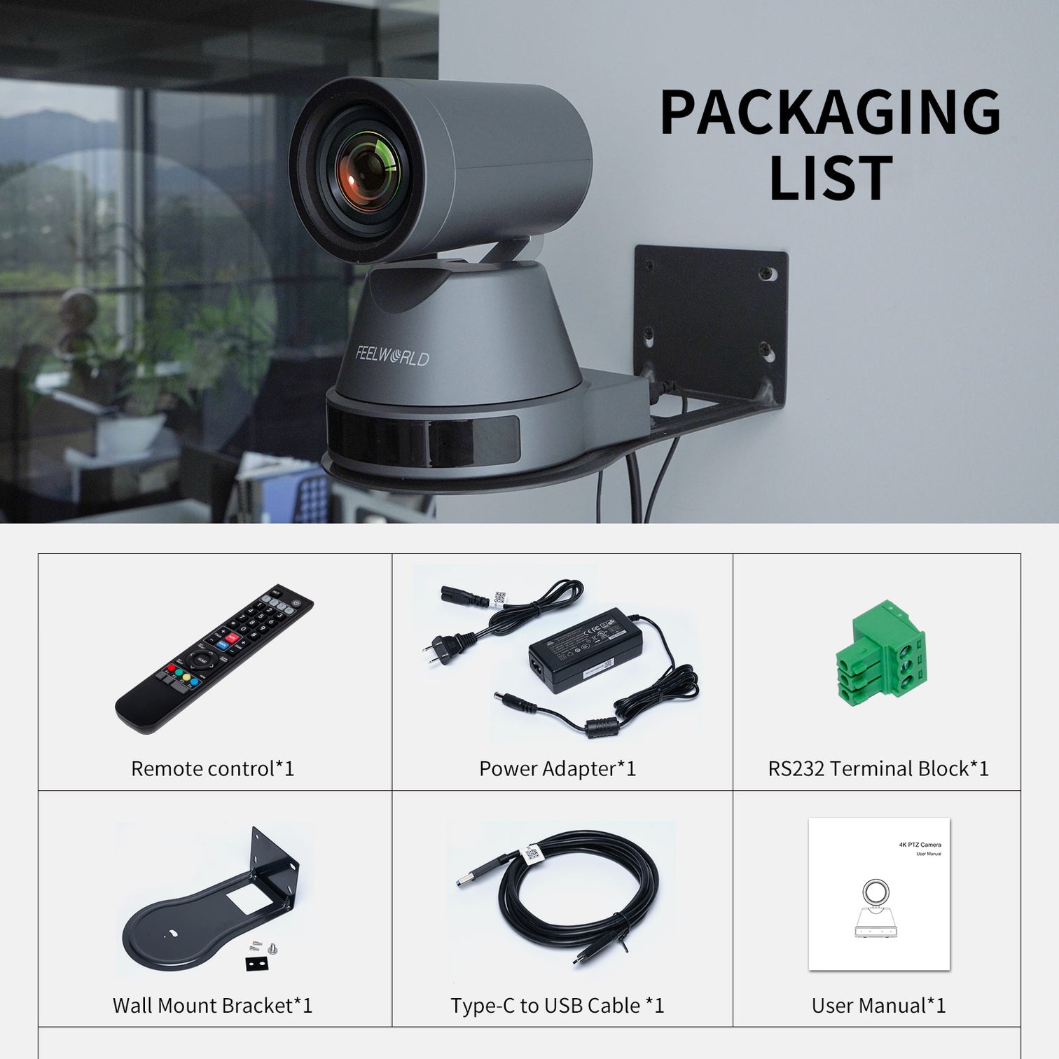 FEELWORLD 4K12X 4K PTZ Camera USB HDMI POE 12X Optical Pan Tilt Zoom f ...