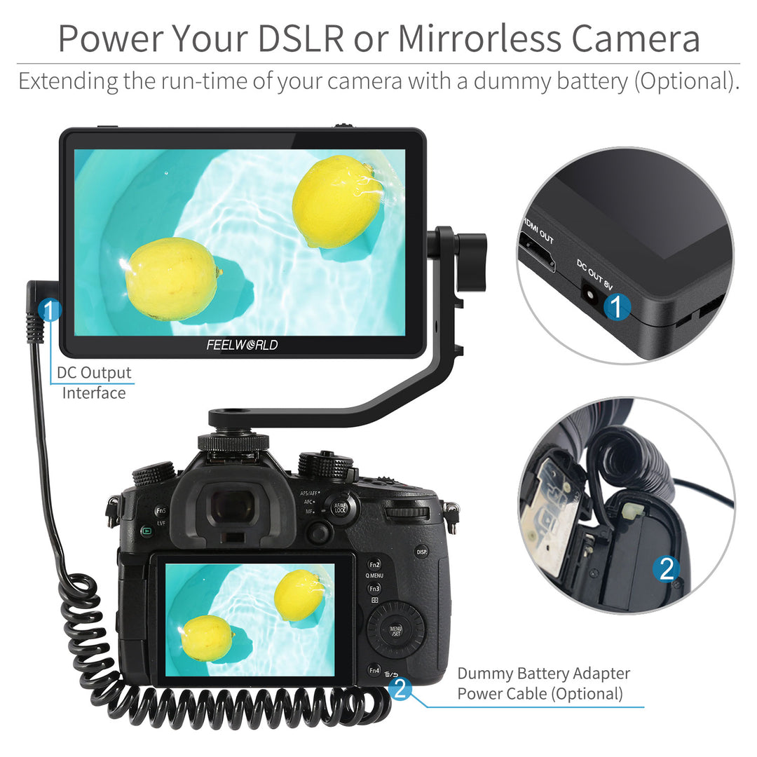 FEELWORLD F6 PLUS 5.5” 3D LUT Touchscreen 4K HDMI Camera Field Monitor ...