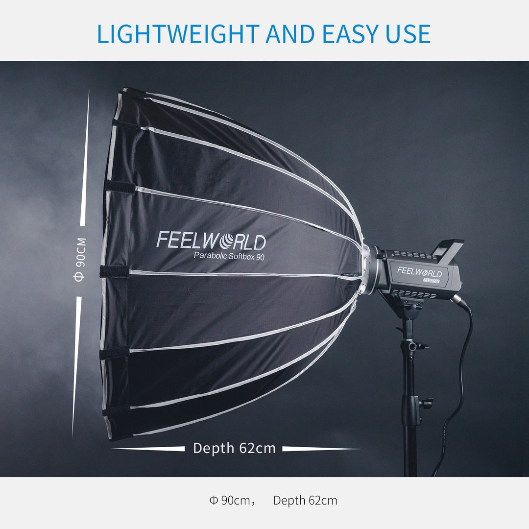 FEELWORLD FSP90 Portable Deep Parabolic Softbox, 90cm 35.4 Inch for Bo ...