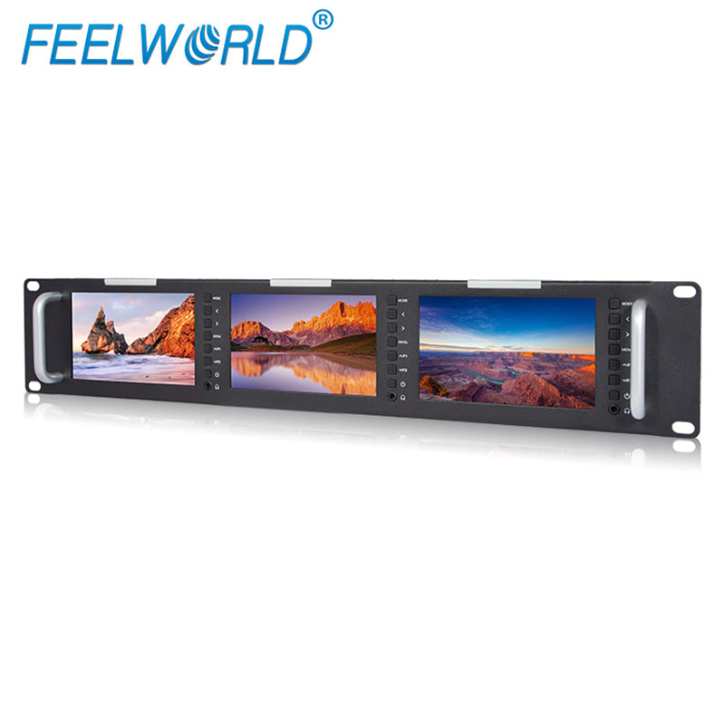 FEELWORLD T51 Triple 5 Inch 2RU LCD Rack Mount Broadcast Monitors ...