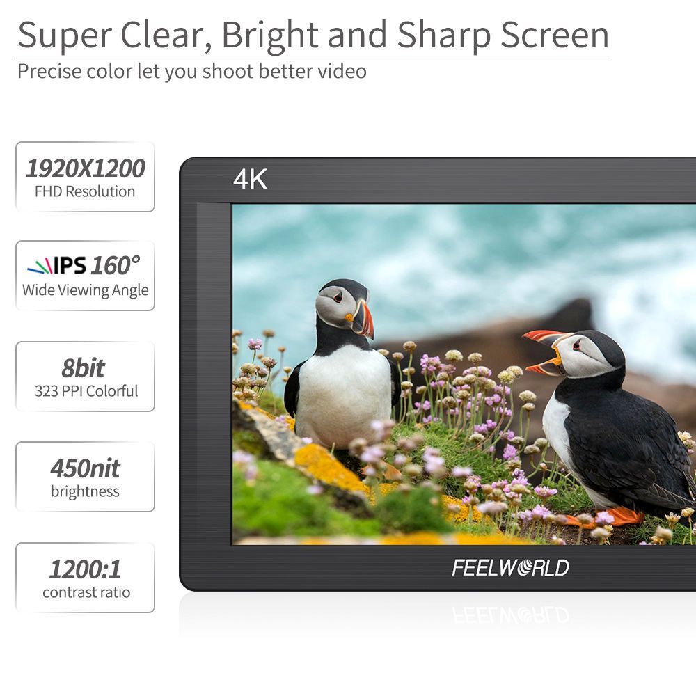 FEELWORLD FH7 7 Inch DSLR On Camera Field Monitor 4K HDMI Input Output ...