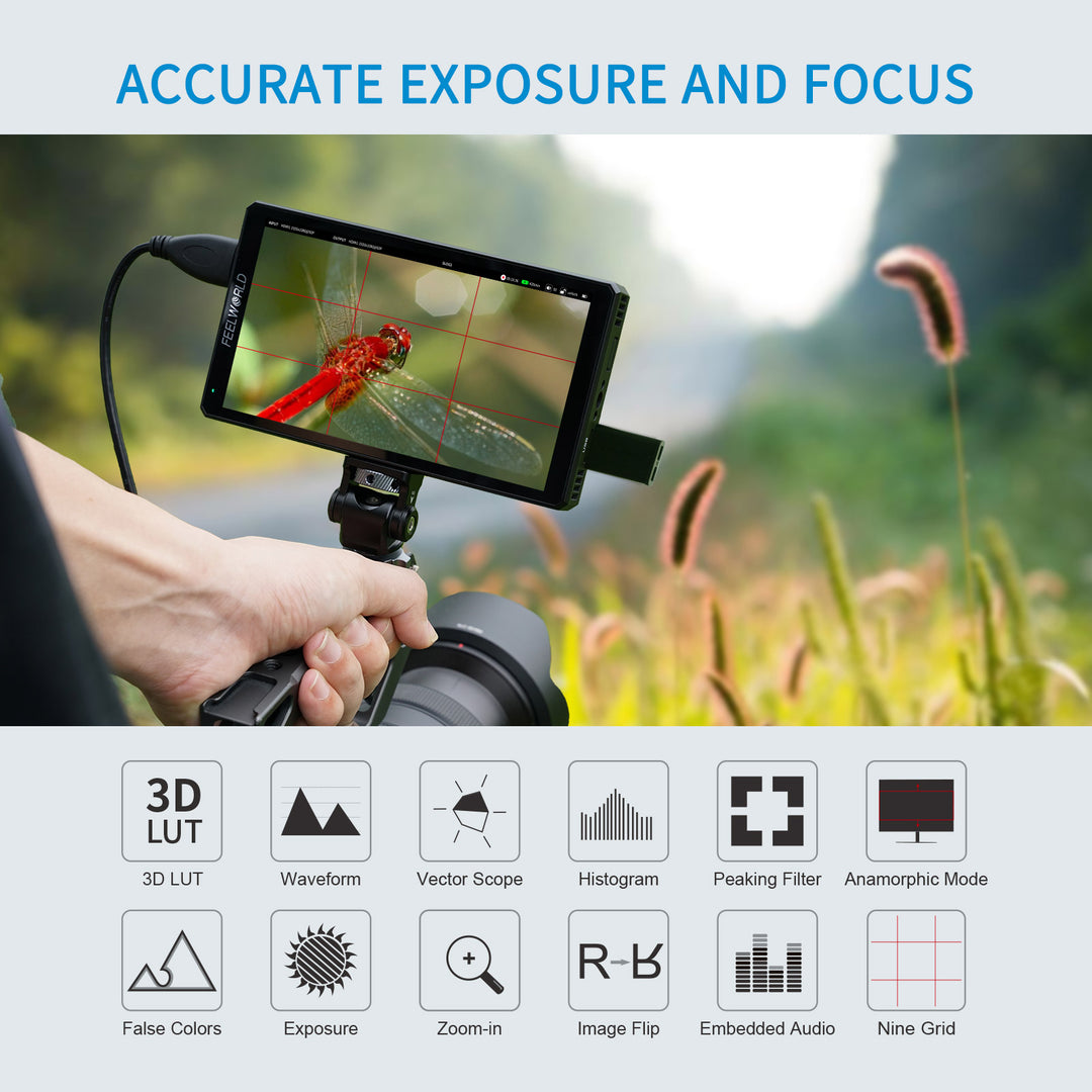 FEELWORLD CUT6 6 Inch Recording Monitor Field Camera DSLR USB2.0 recor ...