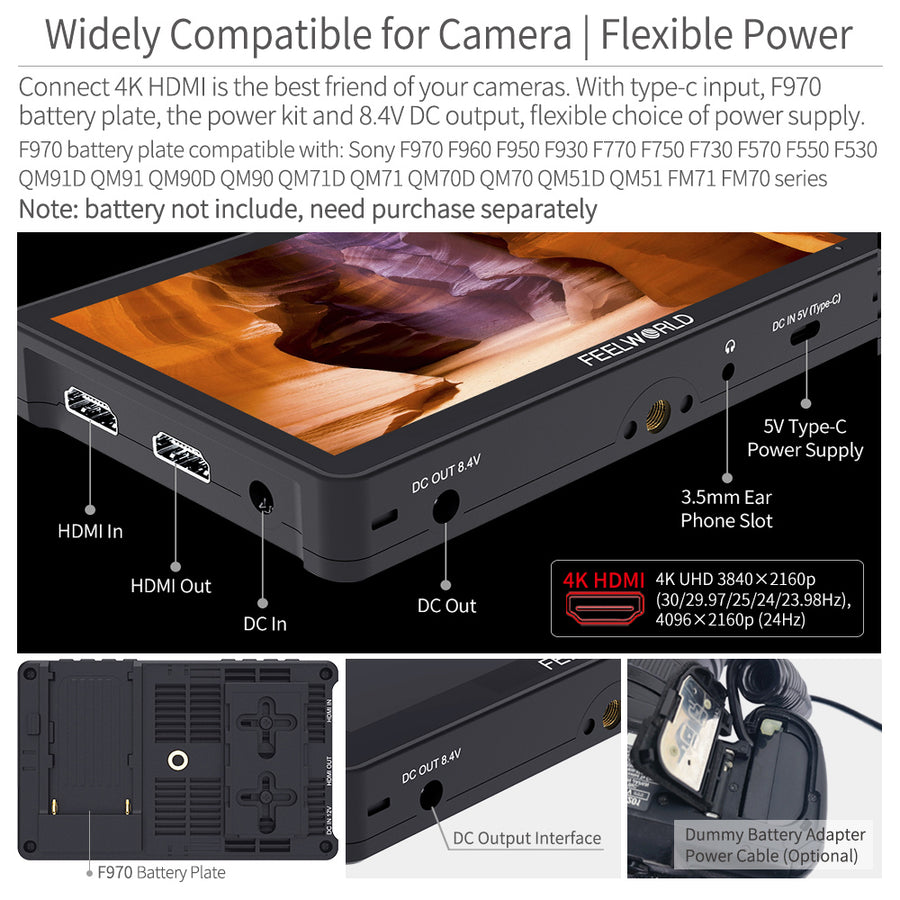 FEELWORLD F5 Pro V2 5.5 Inch 3D LUT DSLR Camera Field Monitor ...