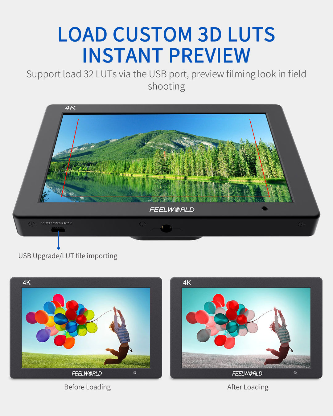 FEELWORLD T7 PLUS 7 Inch 3D LUT DSLR Camera Field Monitor Waveform ...