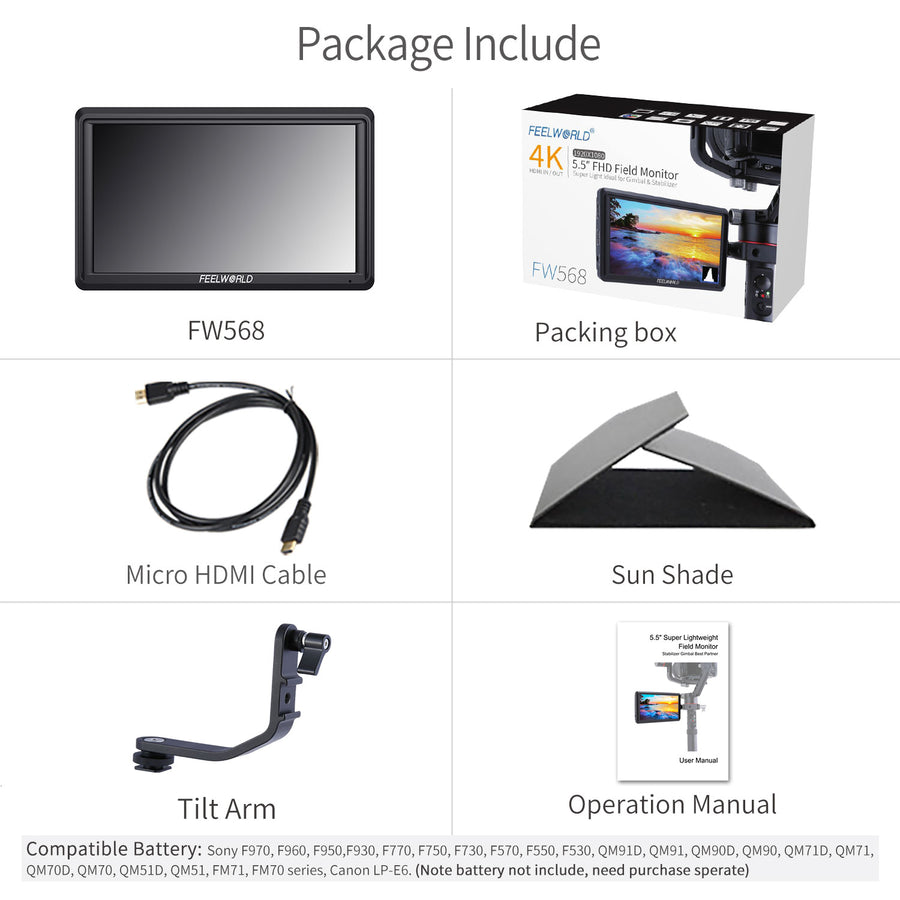 Feelworld Fw568 5 5 Inch Small Camera Dslr Monitor 4k Hdmi Full Hd