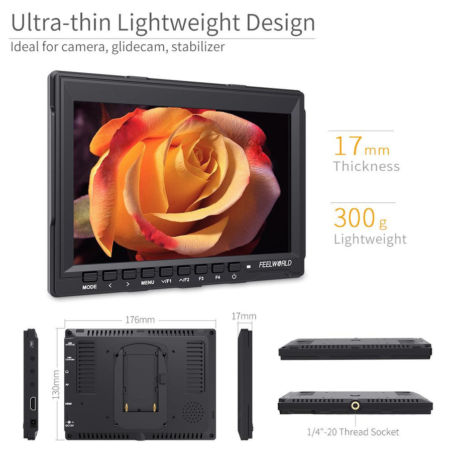 FEELWORLD FW759 7 inch Slim DSLR Camera Field Monitor HD Video Assist ...